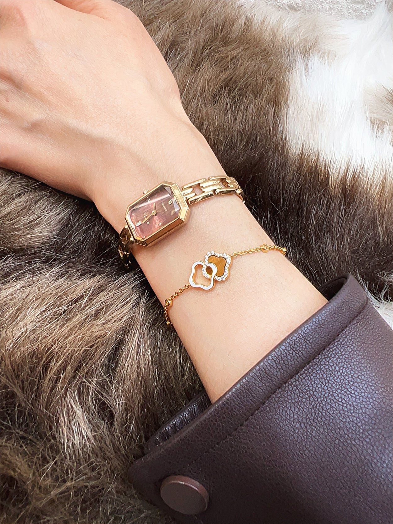 Gold Watch for Women & Tiger’s Eye Clover Bracelet Gift Set – FIYTA